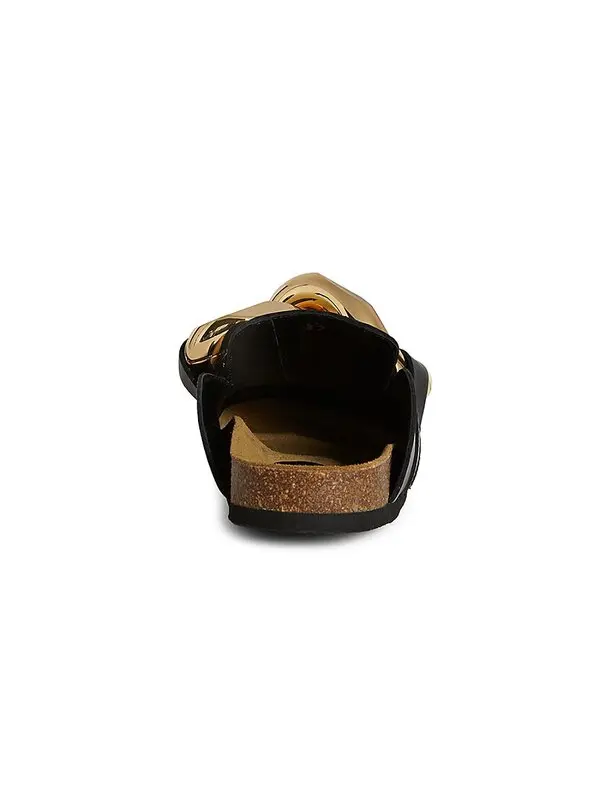 JW Anderson Chain Leather Loafer Mules - Black