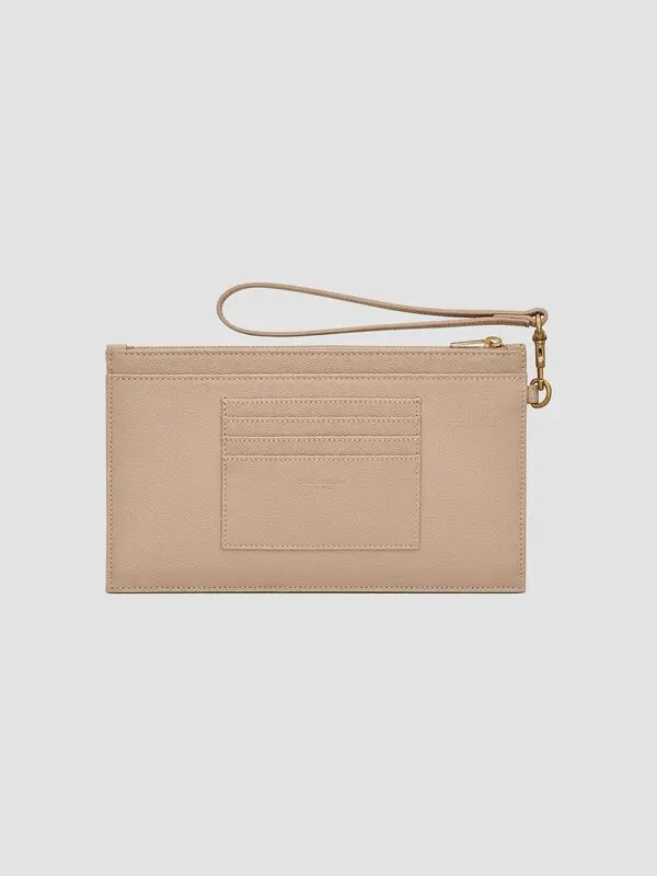 Saint Laurent Monogram Matelassé Leather Pouch - Dark Beige