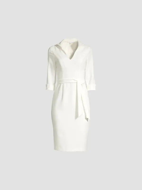 Black Halo Madeline Tie-front Sheath Dress - Porcelain