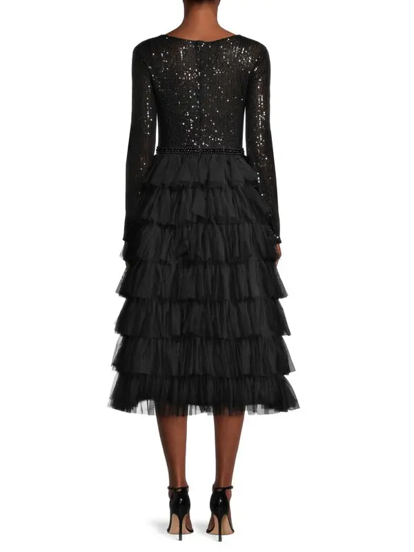 Mac Duggal Sequined Tea-length Dress
