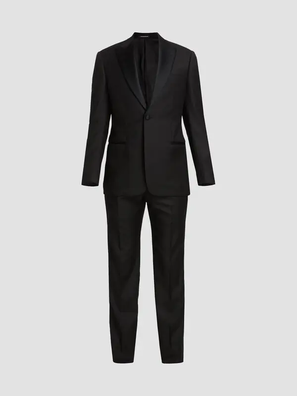 Emporio Armani Peak Lapel Single-button Suit - Black