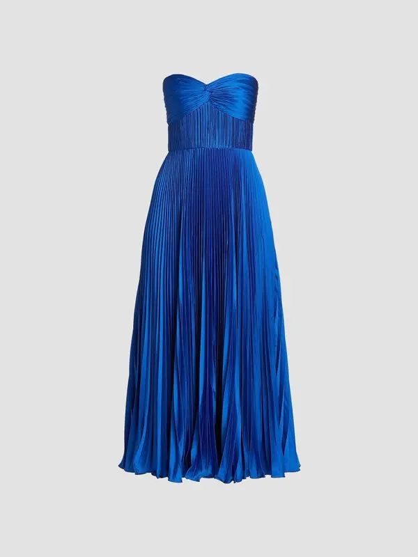 AMUR Pleated Strapless Belle Dress - Deep Oceans