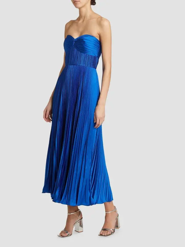 AMUR Pleated Strapless Belle Dress - Deep Oceans