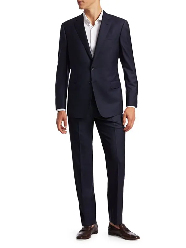 Giorgio Armani Single-breasted Wool Suit - Navy