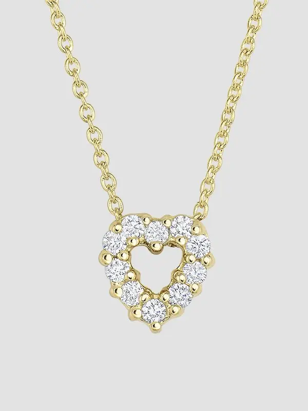 Roberto Coin Tiny Treasures 18k Yellow & Diamond Heart Pendant Necklace