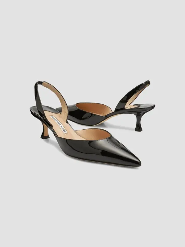Manolo Blahnik Carolyne 50 Patent Leather Slingback Pumps