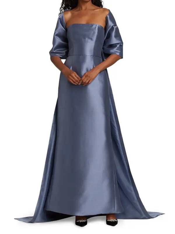 Amsale Mikado Shoulder Wrap - Slate
