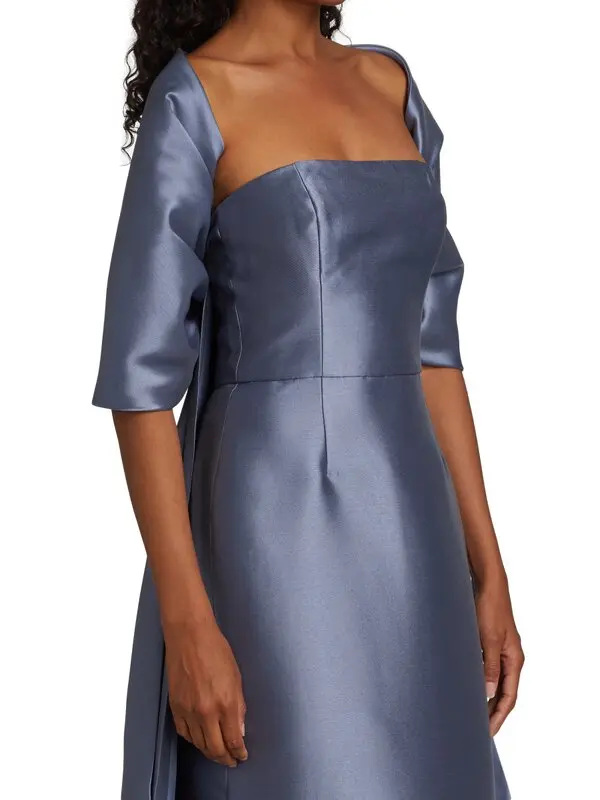Amsale Mikado Shoulder Wrap - Slate