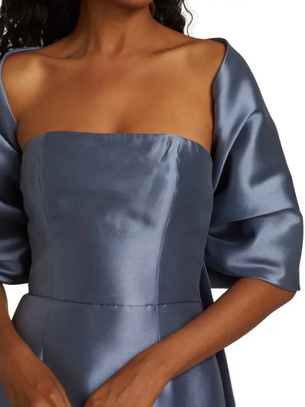 Amsale Mikado Shoulder Wrap - Slate
