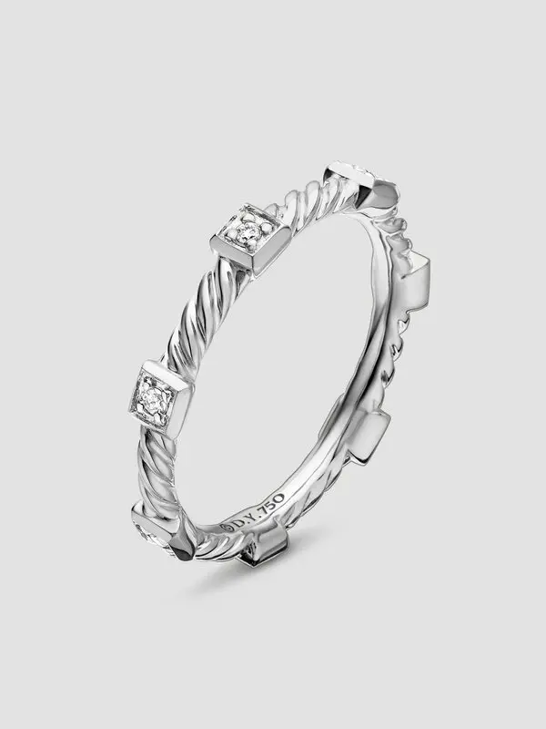 David Yurman Cable Collectibles Stations Stack Ring In 18k