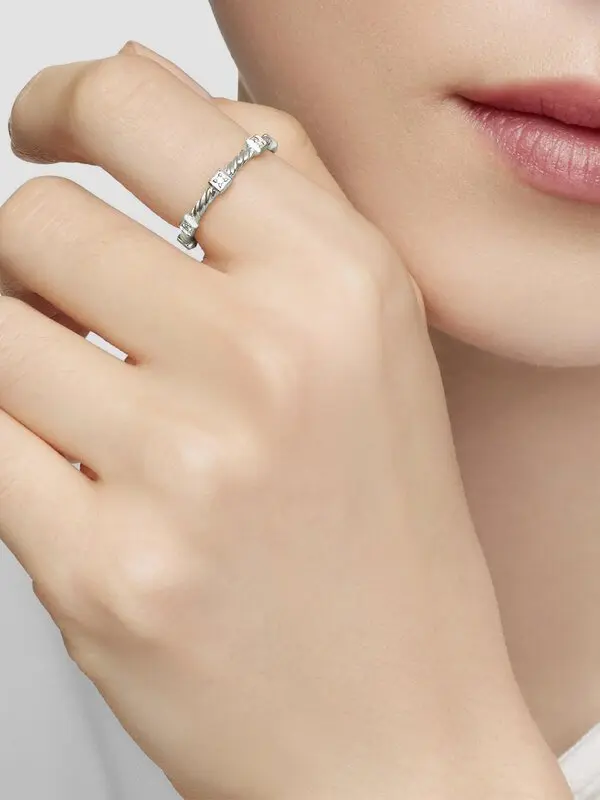 David Yurman Cable Collectibles Stations Stack Ring In 18k