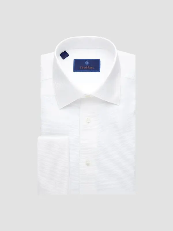 David Donahue Regular-fit Horizontal Rib Formal Shirt - White