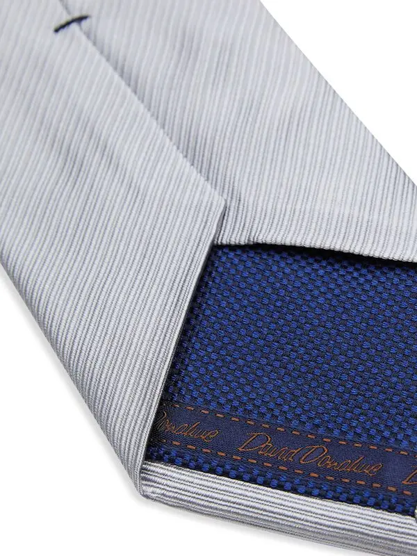 David Donahue Classic Silk Tie - Silver