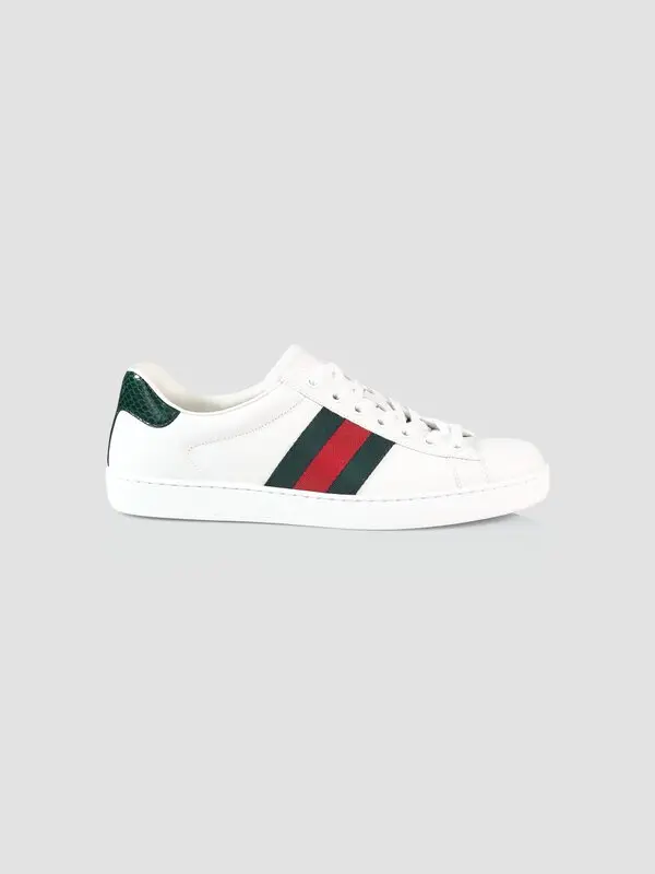 Gucci New Ace Crocodile-embossed Sneakers - Green