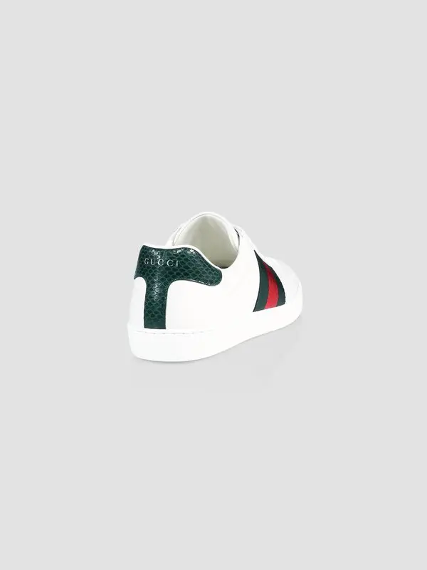 Gucci New Ace Crocodile-embossed Sneakers - Green