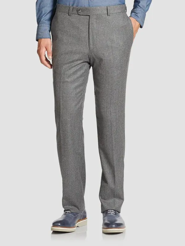 SAKS FIFTH AVENUE Collection Wool Flat-front Pants - Light Grey