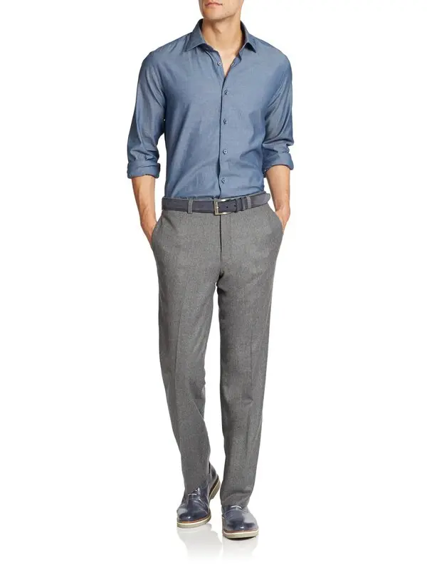 SAKS FIFTH AVENUE Collection Wool Flat-front Pants