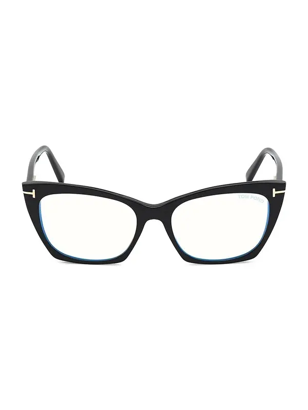 TOM FORD 54mm Cat-eye Blue Block Optical Glasses - Black