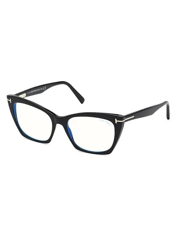 TOM FORD 54mm Cat-eye Blue Block Optical Glasses - Black