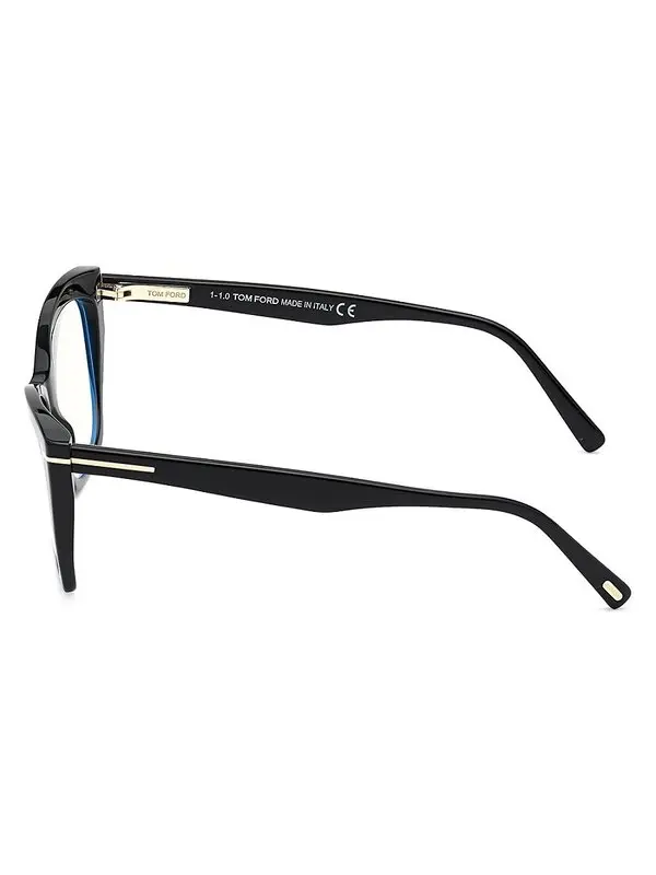 TOM FORD 54mm Cat-eye Blue Block Optical Glasses - Black
