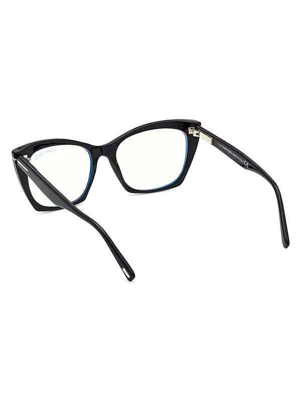 TOM FORD 54mm Cat-eye Blue Block Optical Glasses - Black