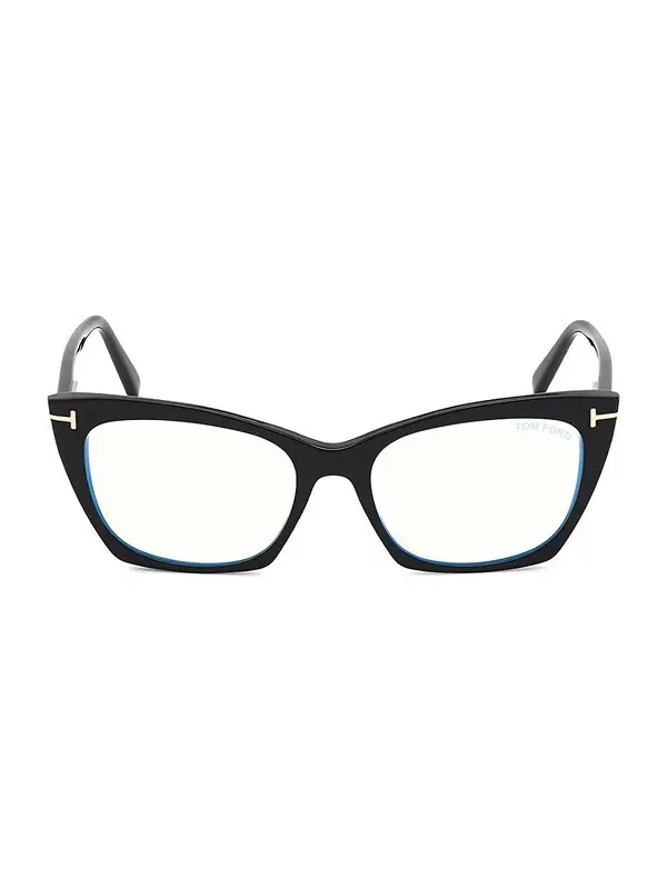 TOM FORD 54mm Cat-eye Blue Block Optical Glasses - Black