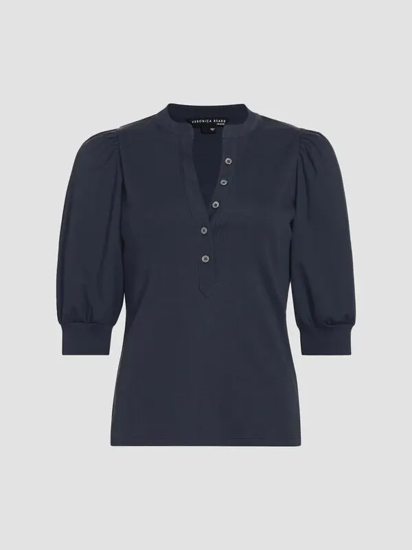Veronica Beard Coralee Puff-sleeve Top - Navy