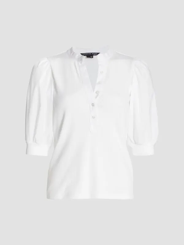 Veronica Beard Coralee Puff-sleeve Top - White