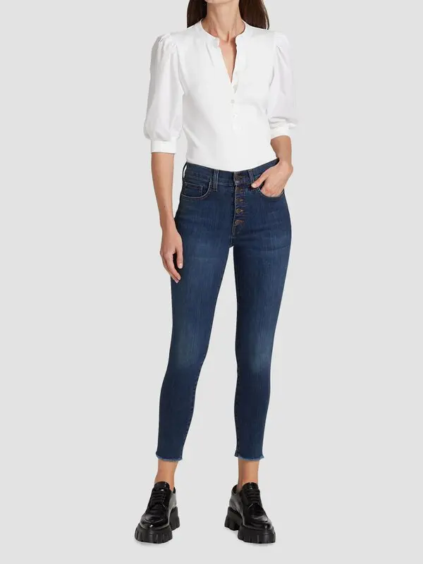 Veronica Beard Coralee Puff-sleeve Top - White