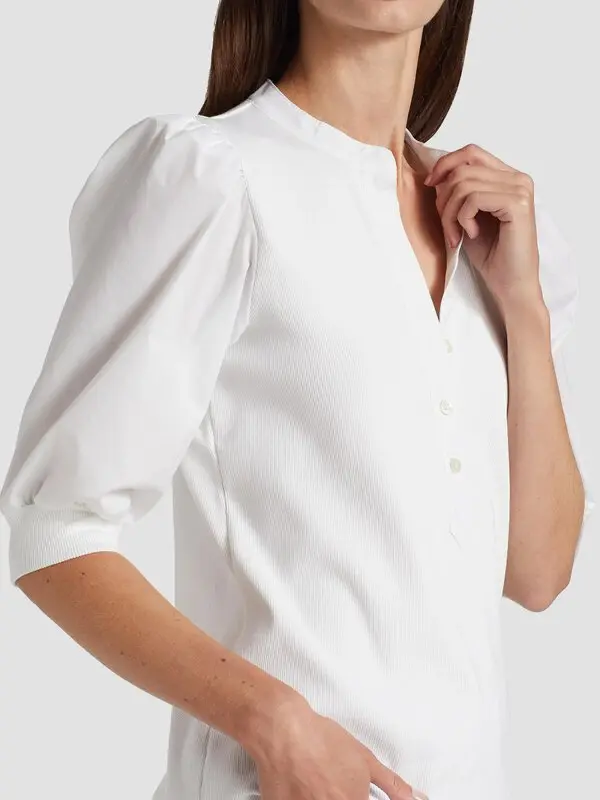 Veronica Beard Coralee Puff-sleeve Top - White
