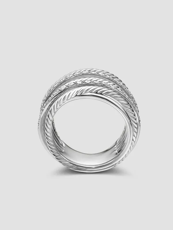 David Yurman Crossover Diamond & Sterling Wide Ring