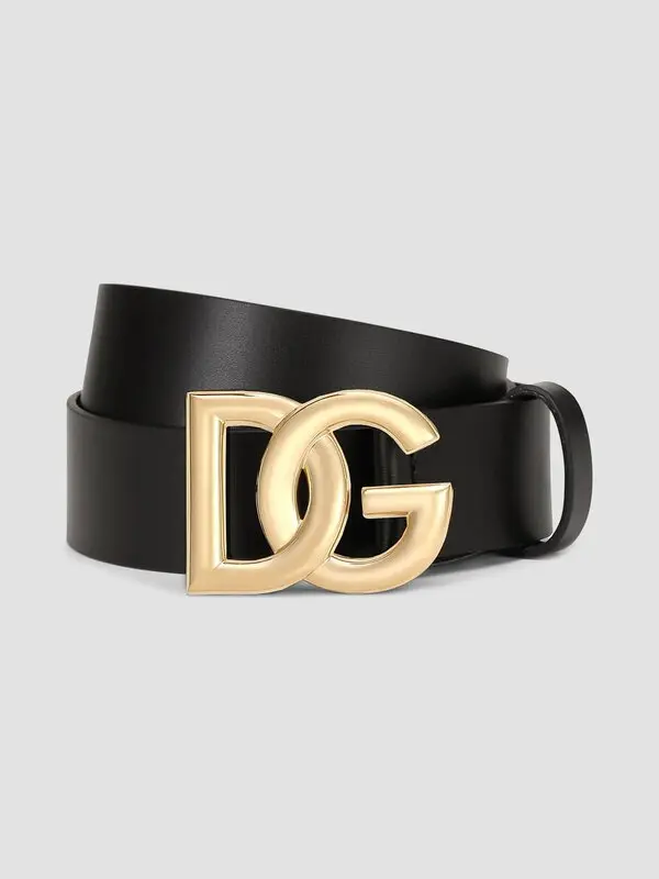 Dolce & Gabbana Dg Logo Leather Belt - Nero Oro