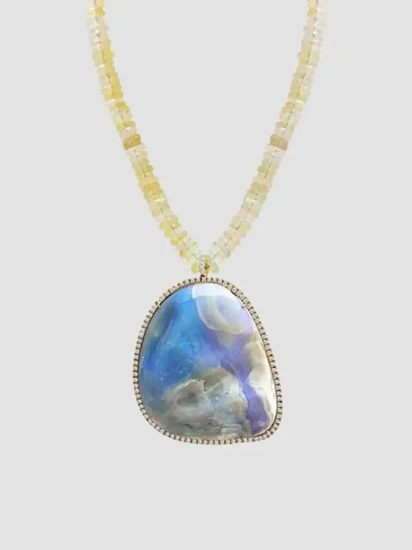 Meira T 14k Gold & Boulder Opal Beaded Pendant Necklace - Blue
