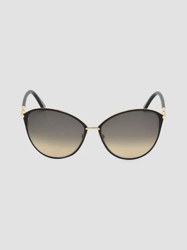 TOM FORD Penelope 59mm Polarized Lens Oversize Round Sunglasses - Black
