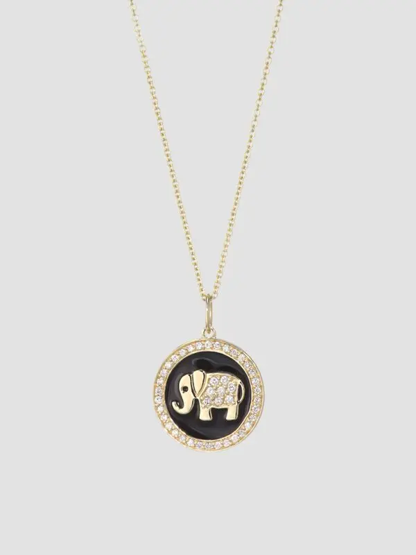 SYDNEY EVAN Pavé Diamond & 14k Enamel Elephant Pendant Necklace