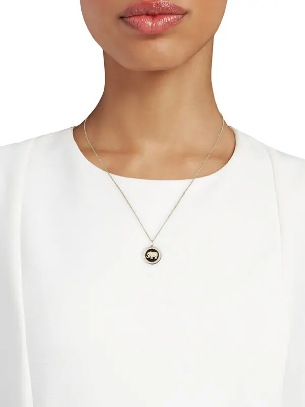 SYDNEY EVAN Pavé Diamond & 14k Enamel Elephant Pendant Necklace