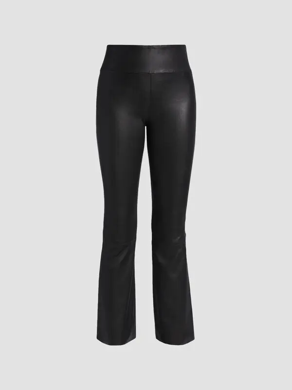 Sprwmn Leather Flare Ankle Leggings - Black