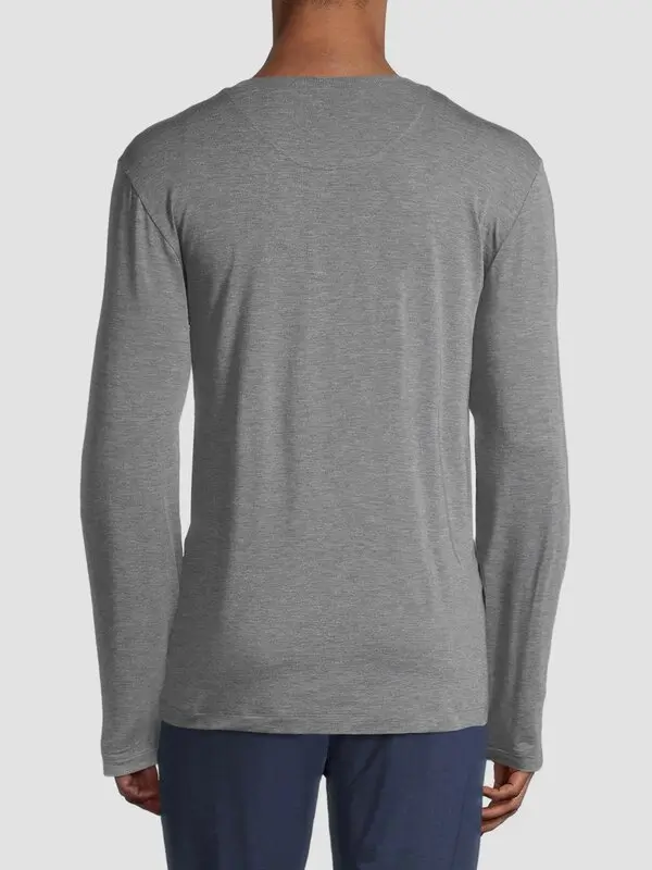 Hanro Casuals Long-sleeve V-neck T-shirt - Stone Melange