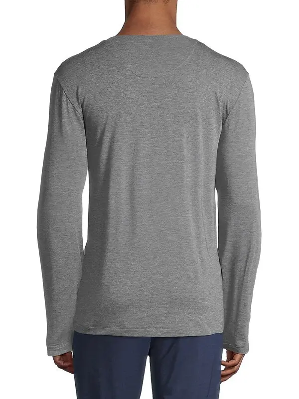 Hanro Casuals Long-sleeve V-neck T-shirt - Stone Melange
