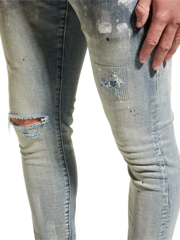 PURPLE BRAND Splatter Stretch Slim-fit Jeans