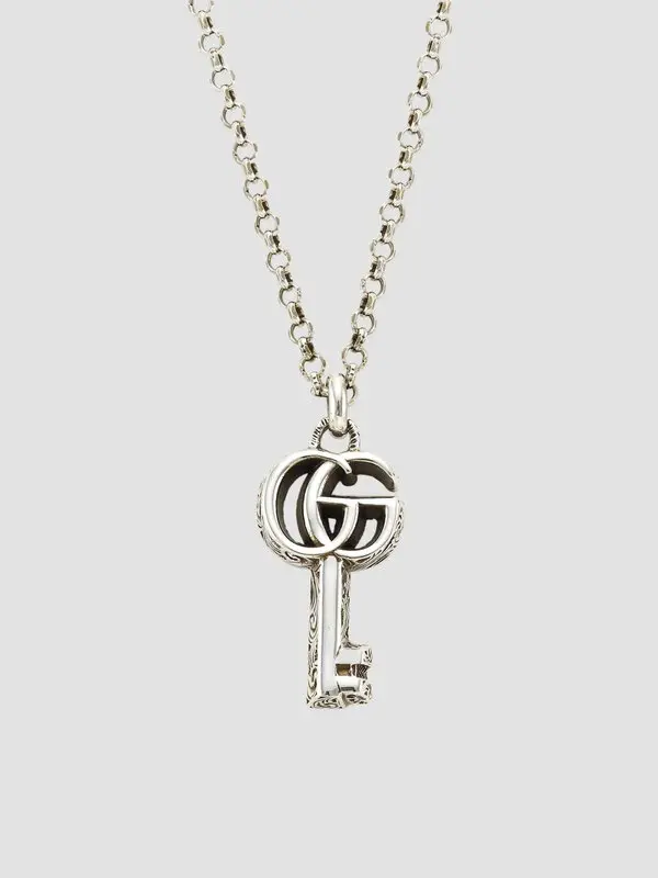 Gucci Gg Key Sterling Pendant Necklace - Silver