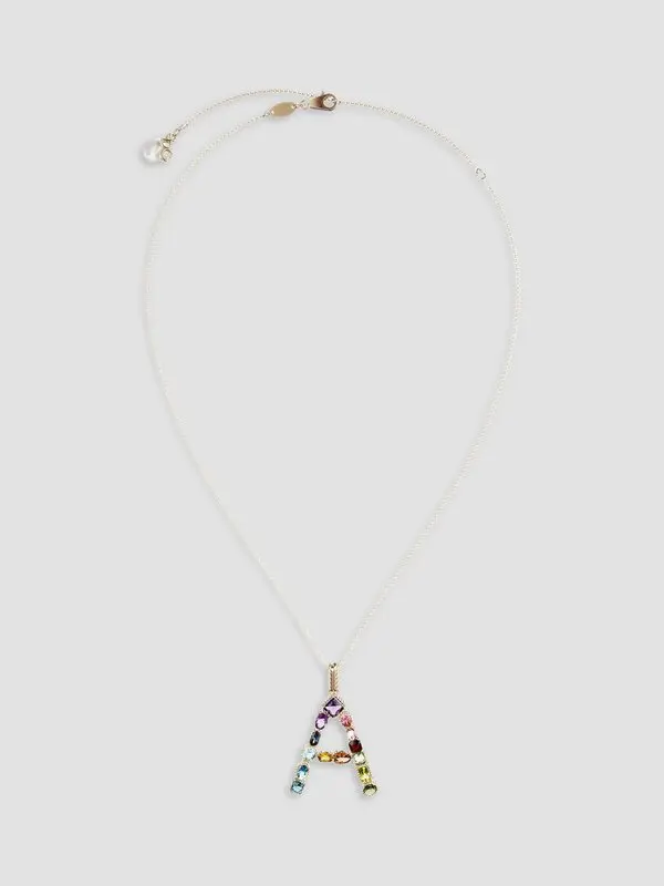 Dolce & Gabbana Rainbow Alphabet 18k Golemstone Initial Pendant Necklace - A