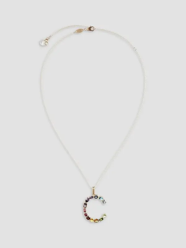 Dolce & Gabbana Rainbow Alphabet 18k Golemstone Initial Pendant Necklace - C