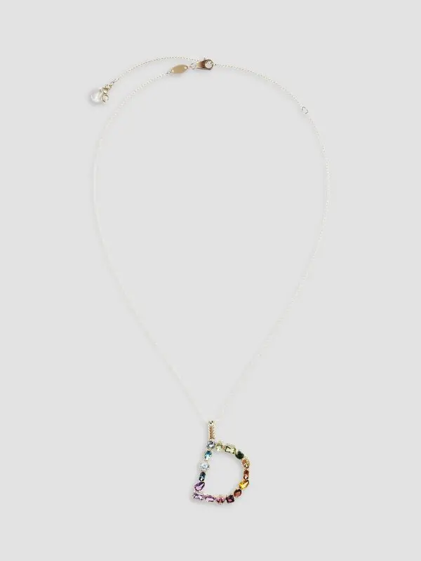 Dolce & Gabbana Rainbow Alphabet 18k Golemstone Initial Pendant Necklace - D