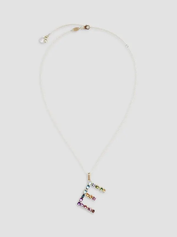 Dolce & Gabbana Rainbow Alphabet 18k Golemstone Initial Pendant Necklace - E