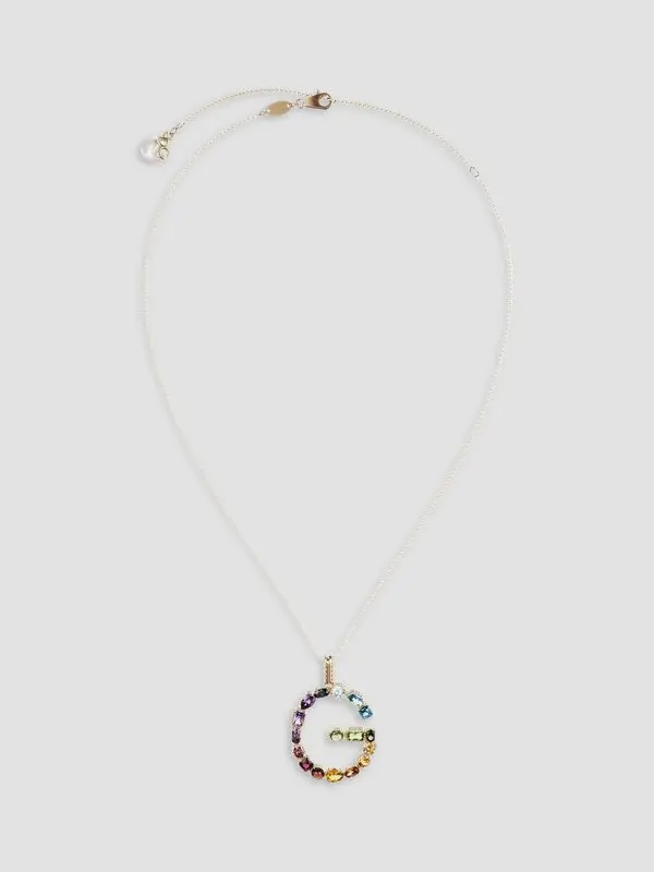 Dolce & Gabbana Rainbow Alphabet 18k Golemstone Initial Pendant Necklace - G