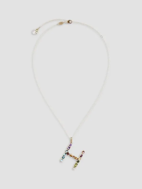 Dolce & Gabbana Rainbow Alphabet 18k Golemstone Initial Pendant Necklace - H