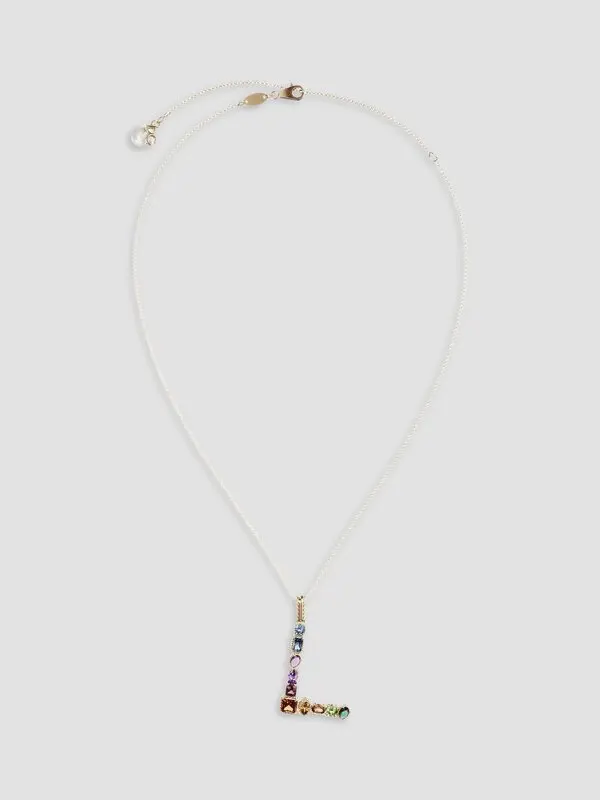 Dolce & Gabbana Rainbow Alphabet 18k Golemstone Initial Pendant Necklace - L