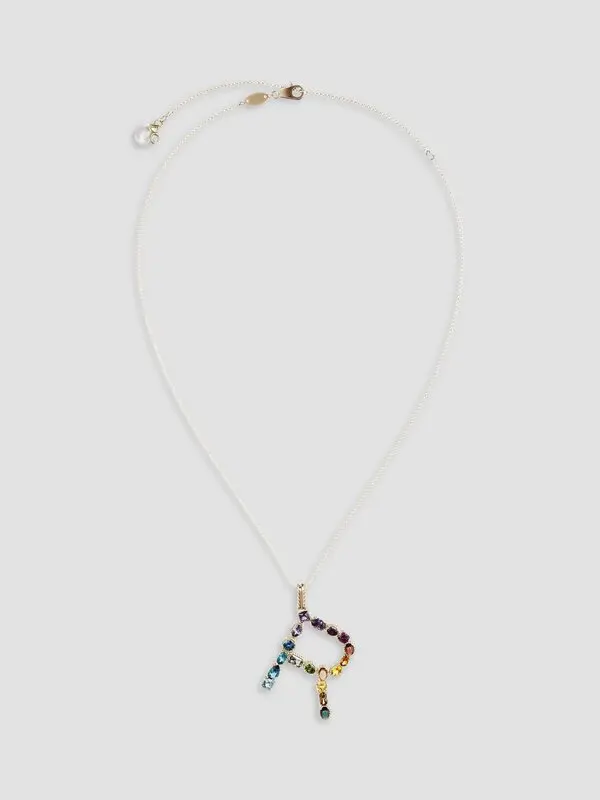 Dolce & Gabbana Rainbow Alphabet 18k Golemstone Initial Pendant Necklace - R