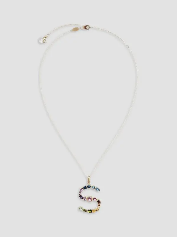 Dolce & Gabbana Rainbow Alphabet 18k Golemstone Initial Pendant Necklace - S